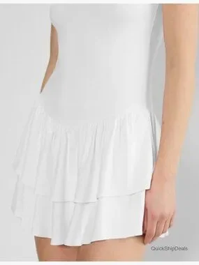 Dresses | Crew Neck Sleeveless Tiered Ruffle Mini Dress Flowy Pleated ...